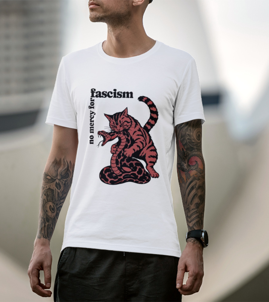 No Mercy For Fascism Cat And Snake T-Shirt