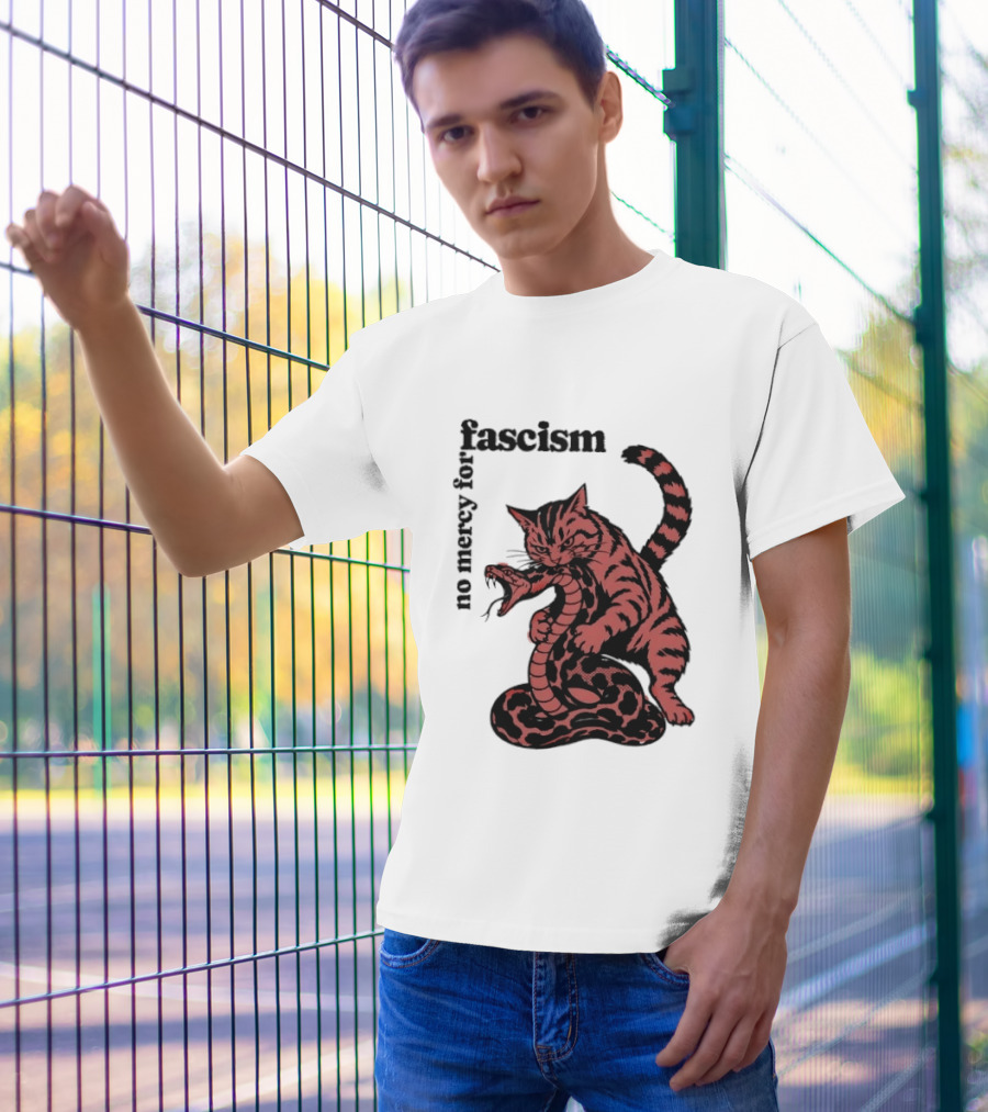 No Mercy For Fascism Cat And Snake T-Shirt