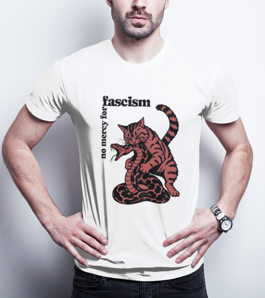 No Mercy For Fascism Cat And Snake T-Shirt
