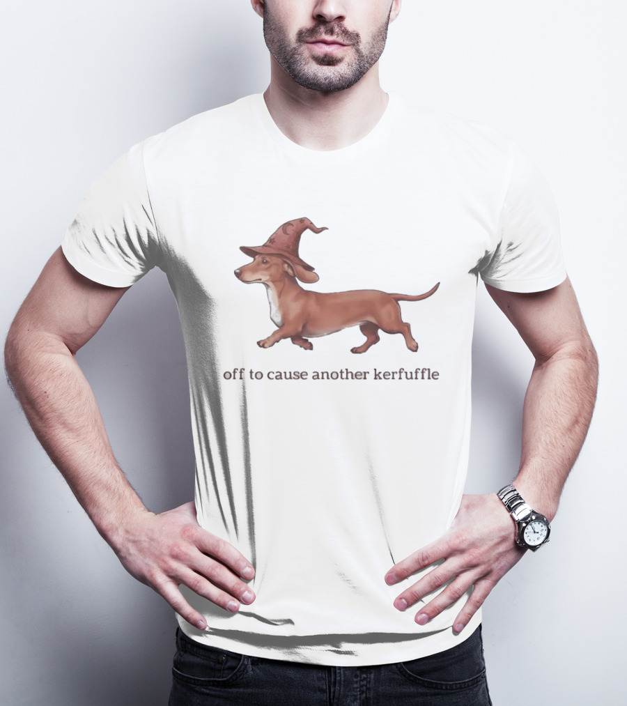 Off To Cause Another Kerfuffle Dachshund Wizard T-Shirt