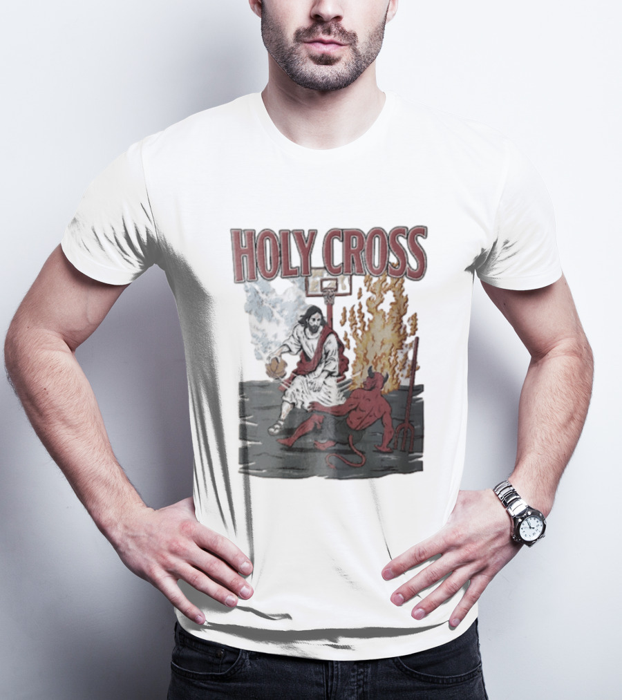 Holy Cross Basketball Player Versus Devil Duel T-Shirt