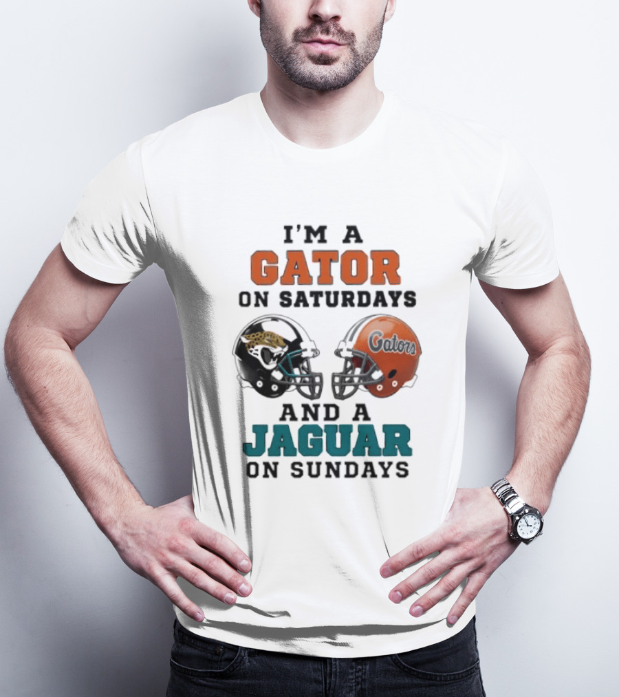 I'm A Gator On Saturdays And A Jaguar On Sundays Football Fan Phrase Helmet T-Shirt