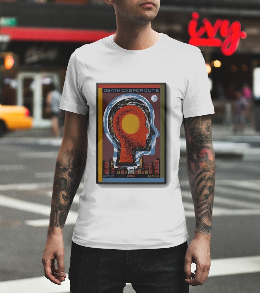 Death Cab For Cutie Troxy London 09.26.26 Concert Urban Skyline And Moon T-Shirt