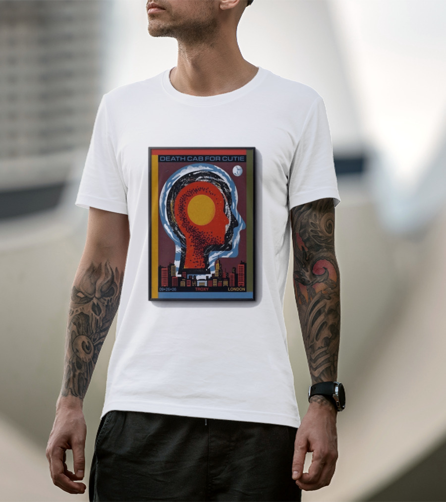 Death Cab For Cutie Troxy London 09.26.26 Concert Urban Skyline And Moon T-Shirt