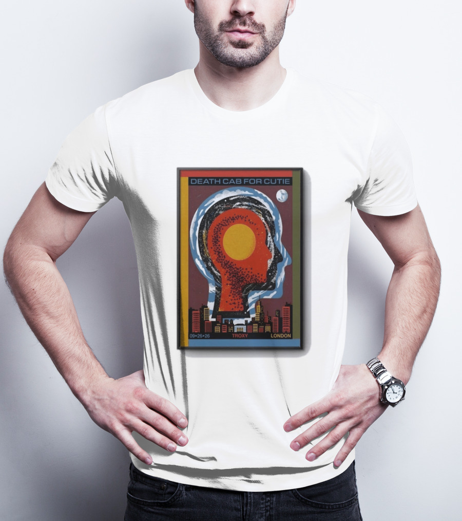 Death Cab For Cutie Troxy London 09.26.26 Concert Urban Skyline And Moon T-Shirt