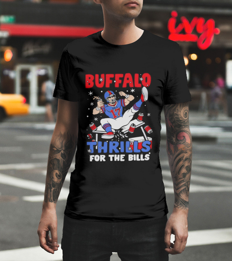 Buffalo Bills 17 Thrills Josh Allen Table Celebration T-Shirt