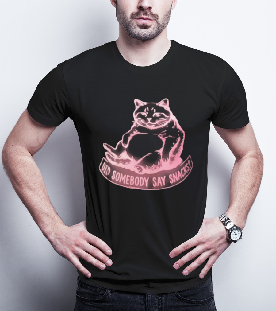 Did Somebody Say Snacks Fat Cat Neon Sitting T-Shirt