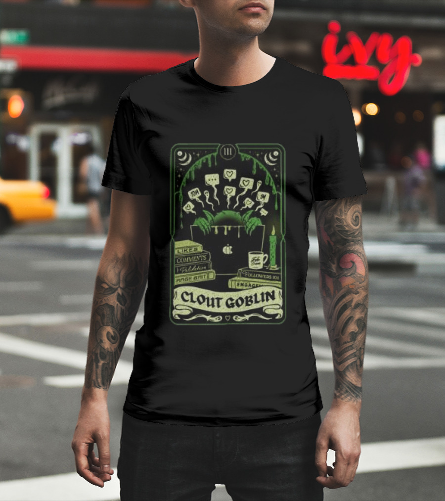 Do We Know Them Clout Goblin Tarot Card Style Social Media Icons And Keywords T-Shirt