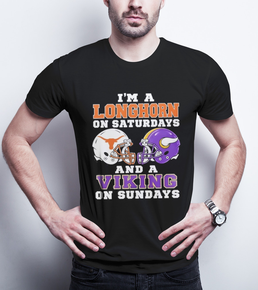I'm A Longhorn On Saturdays And A Viking On Sundays Football Helmets T-Shirt