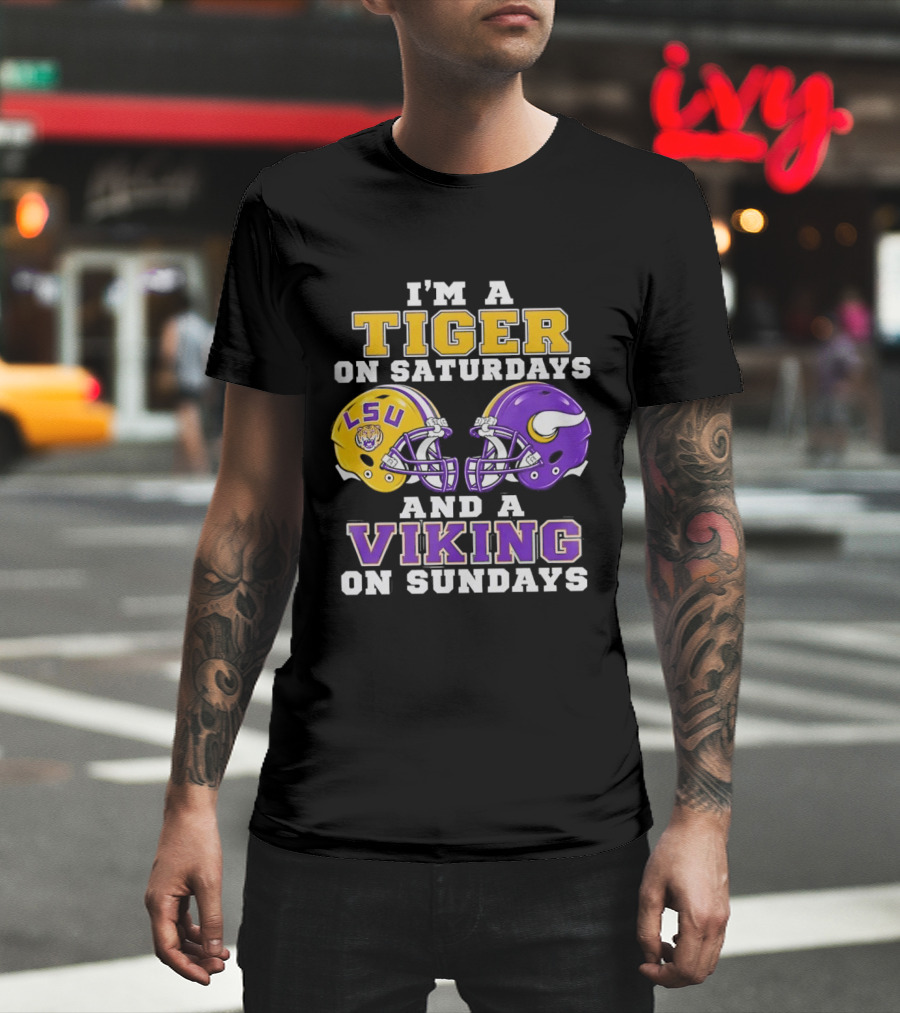 LSU Tiger Saturdays And Viking Sundays Football Fan T-Shirt