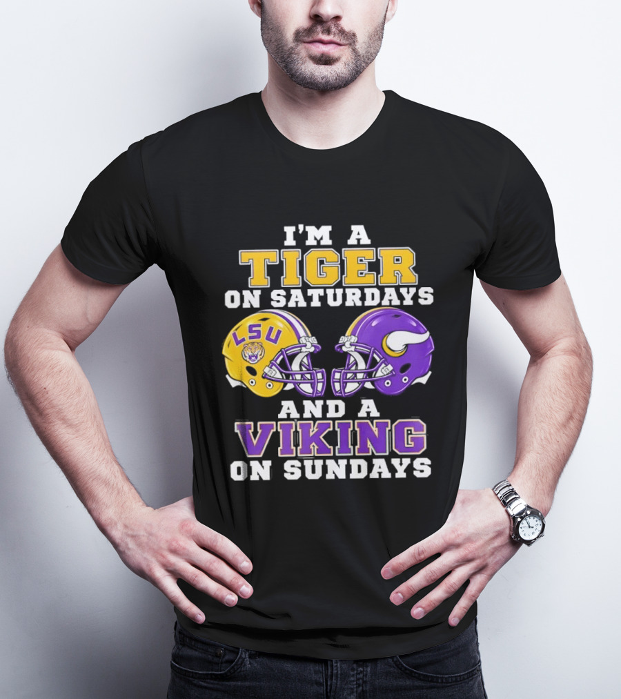 LSU Tiger Saturdays And Viking Sundays Football Fan T-Shirt