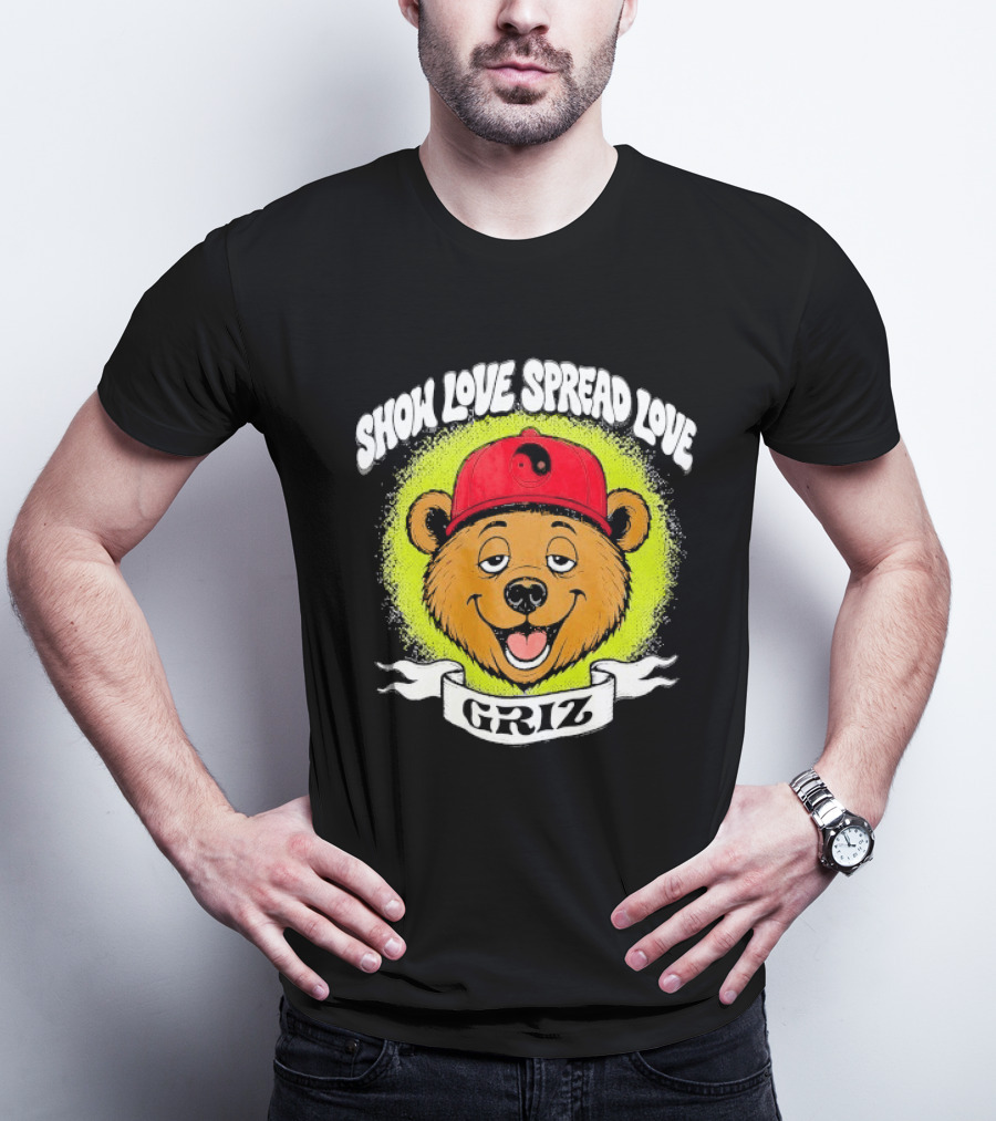 Griz Show Love Spread Love 1990's Bear Hat T-Shirt