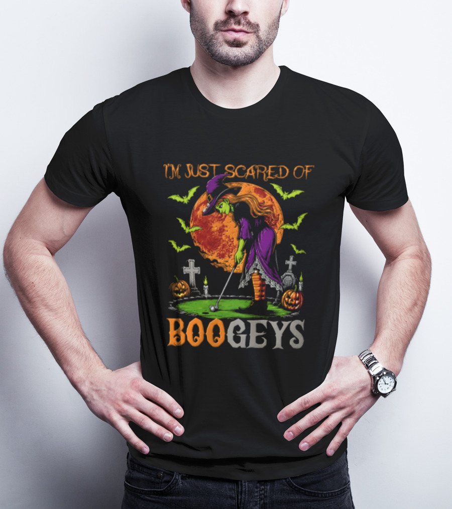 I'm Just Scared Of Bogeys Halloween Golf Witch Graveyard T-Shirt