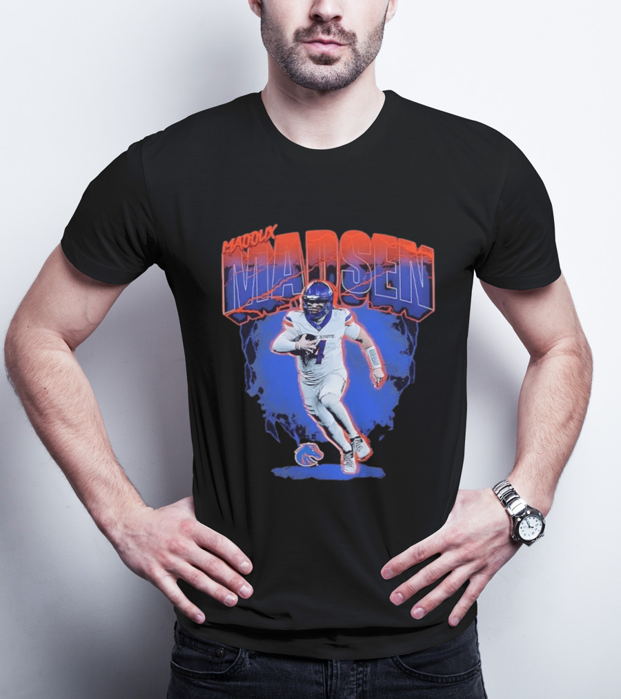 Boise State Broncos Maddux Madsen Lightning Collage NCAA Football T-Shirt