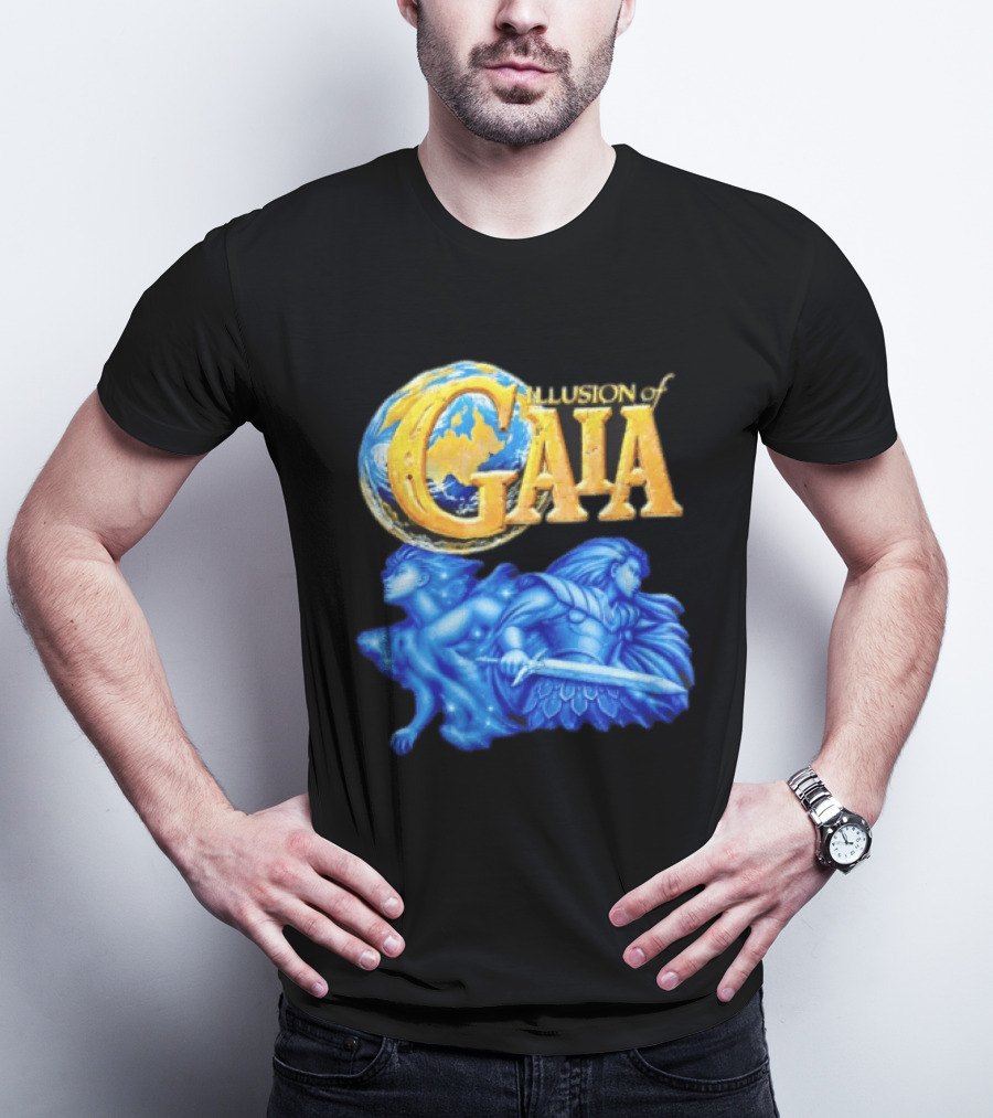 Illusion Of Gaia Earth Globe Blue Figures Sword T-Shirt