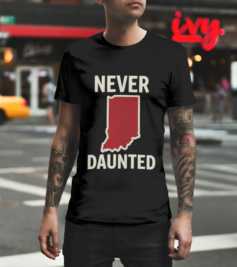 Never Daunted Indiana State Red Map T-Shirt