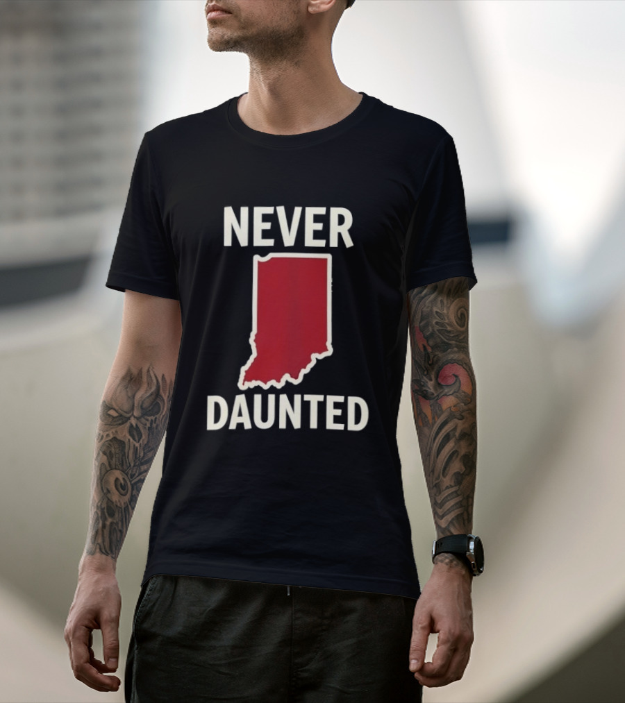 Never Daunted Indiana State Red Map T-Shirt