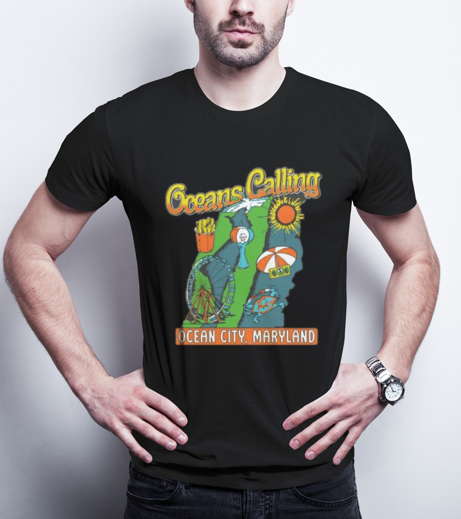 Oceans Calling Ocean City Maryland Festival Map Lineup T-Shirt