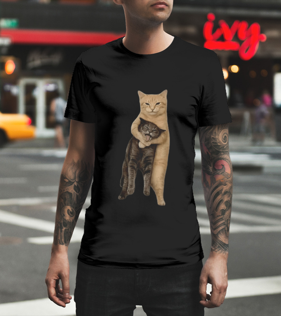 Orange Cat Hugging Grey Cat T-Shirt