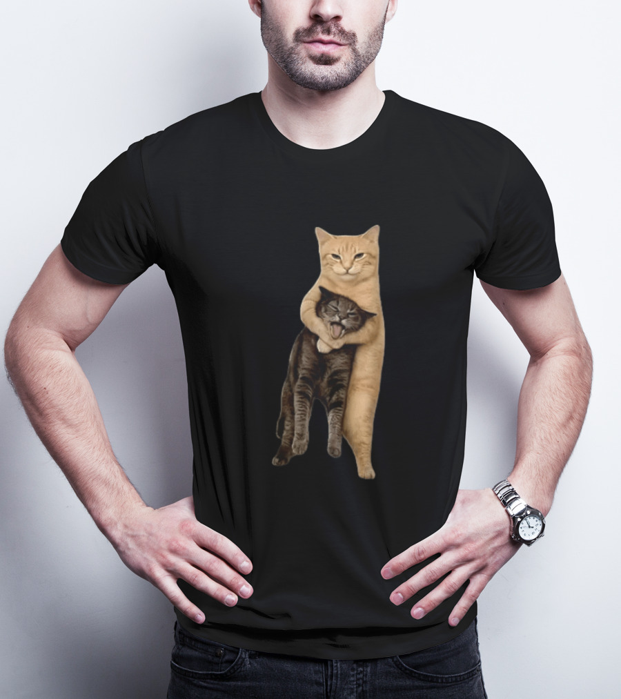 Orange Cat Hugging Grey Cat T-Shirt