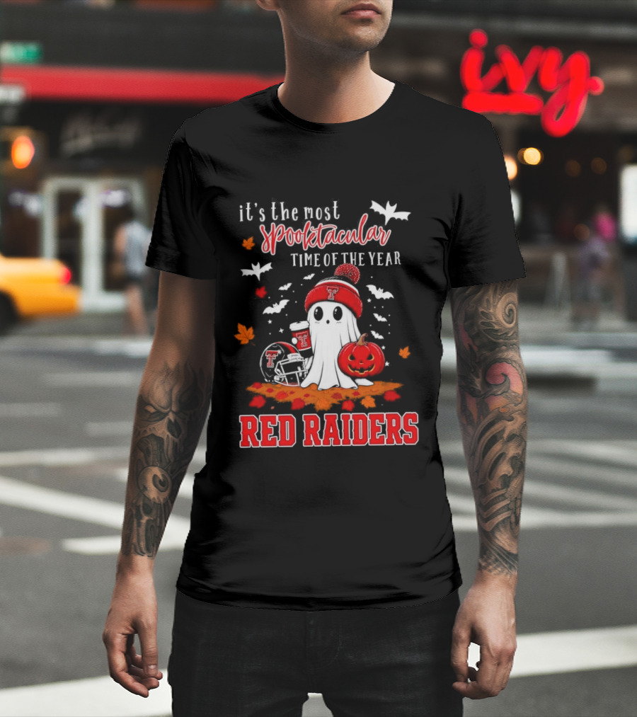 It's The Most Spooktacular Time Of The Year Texas Tech Red Raiders Halloween Pumpkin Ghost T-Shirt