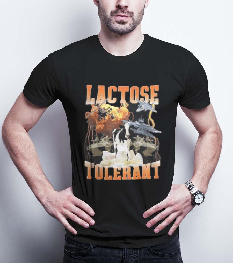 Lactose Tolerant Cow With Military Vehicles And Explosions T-Shirt