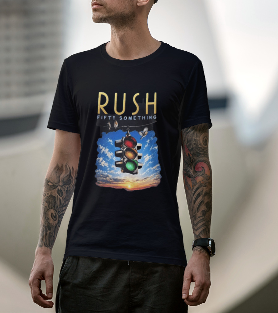 Rush Fifty Something Traffic Light Birds Blue Sky Sunset T-Shirt
