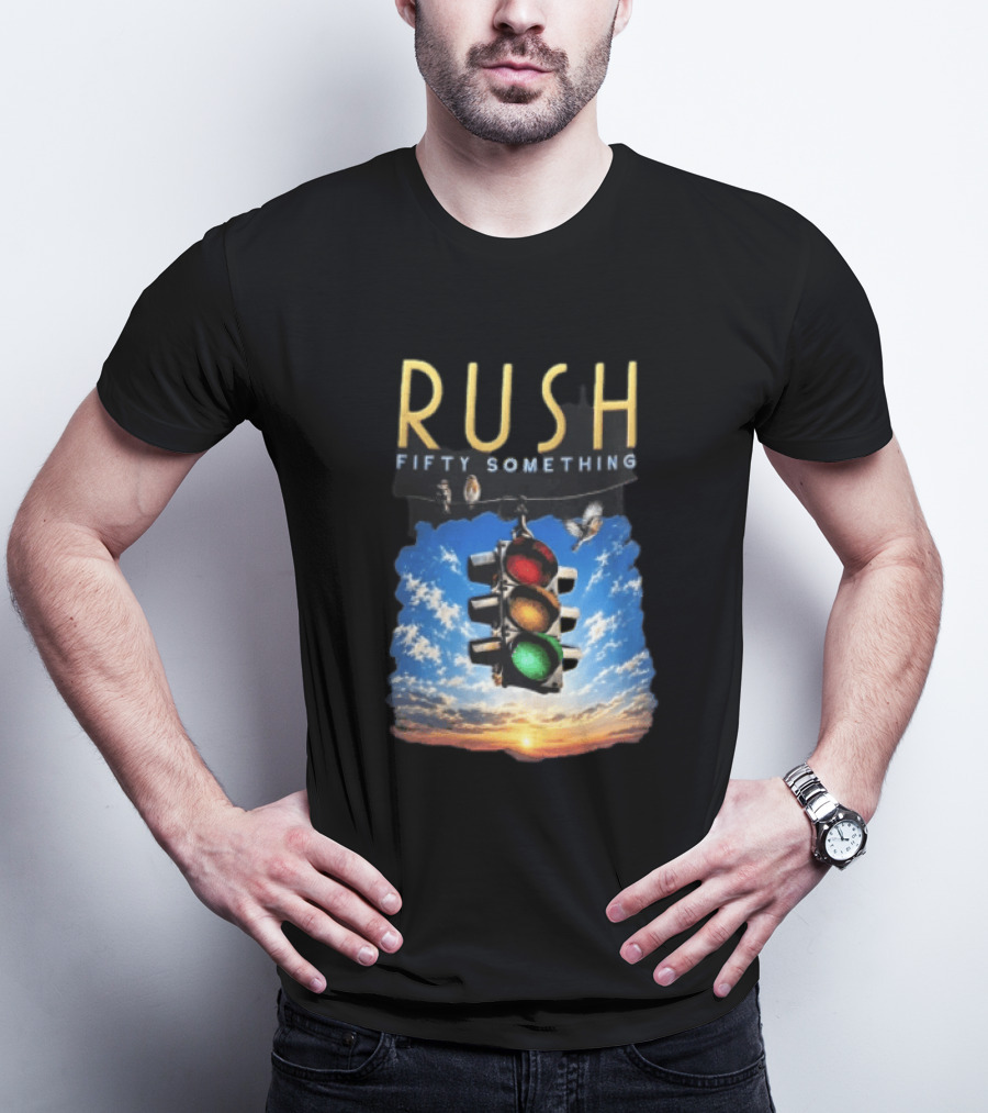 Rush Fifty Something Traffic Light Birds Blue Sky Sunset T-Shirt