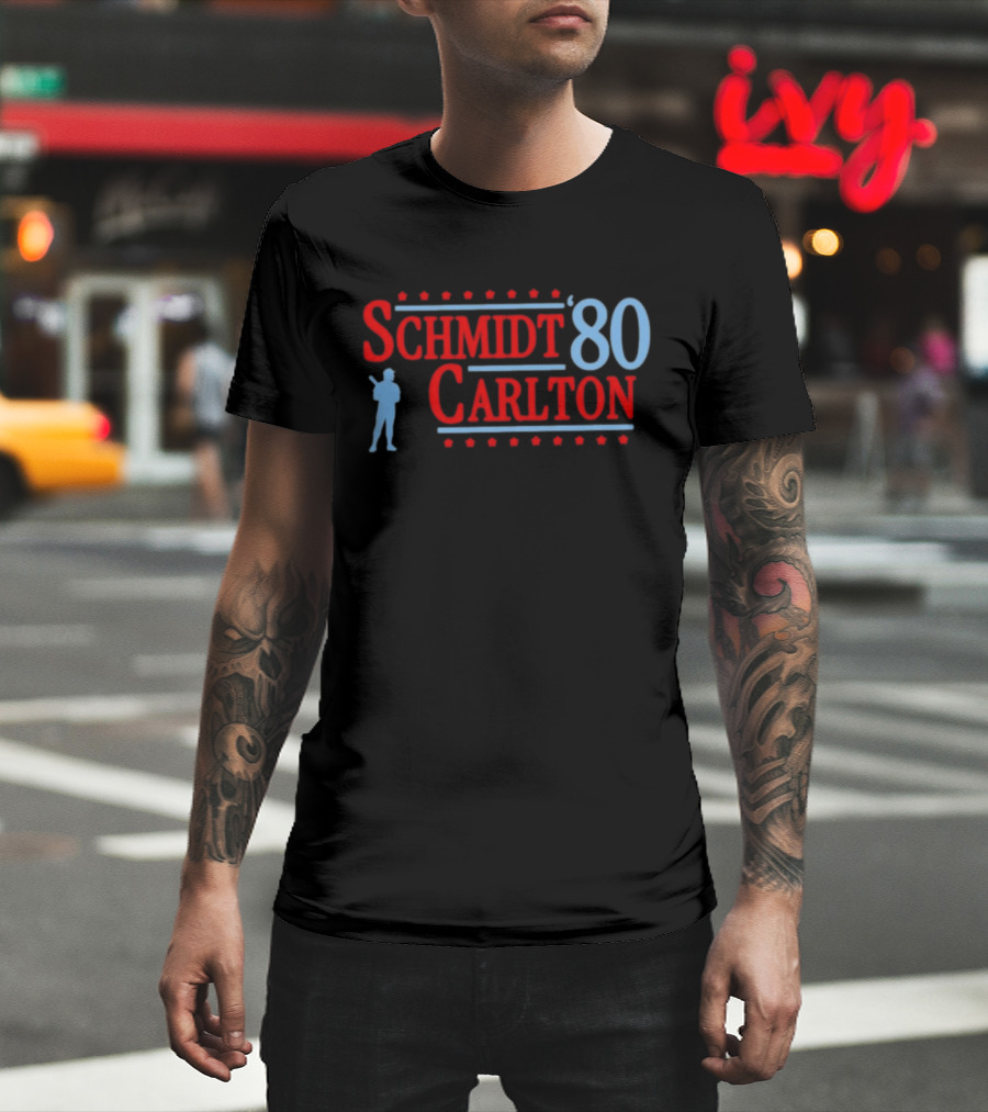 Schmidt Carlton '80 Philadelphia Phillies Baseball Legends T-Shirt