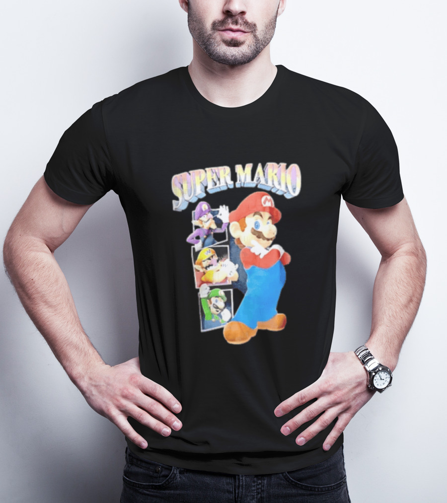 Super Mario With Luigi Wario And Waluigi Characters T-Shirt