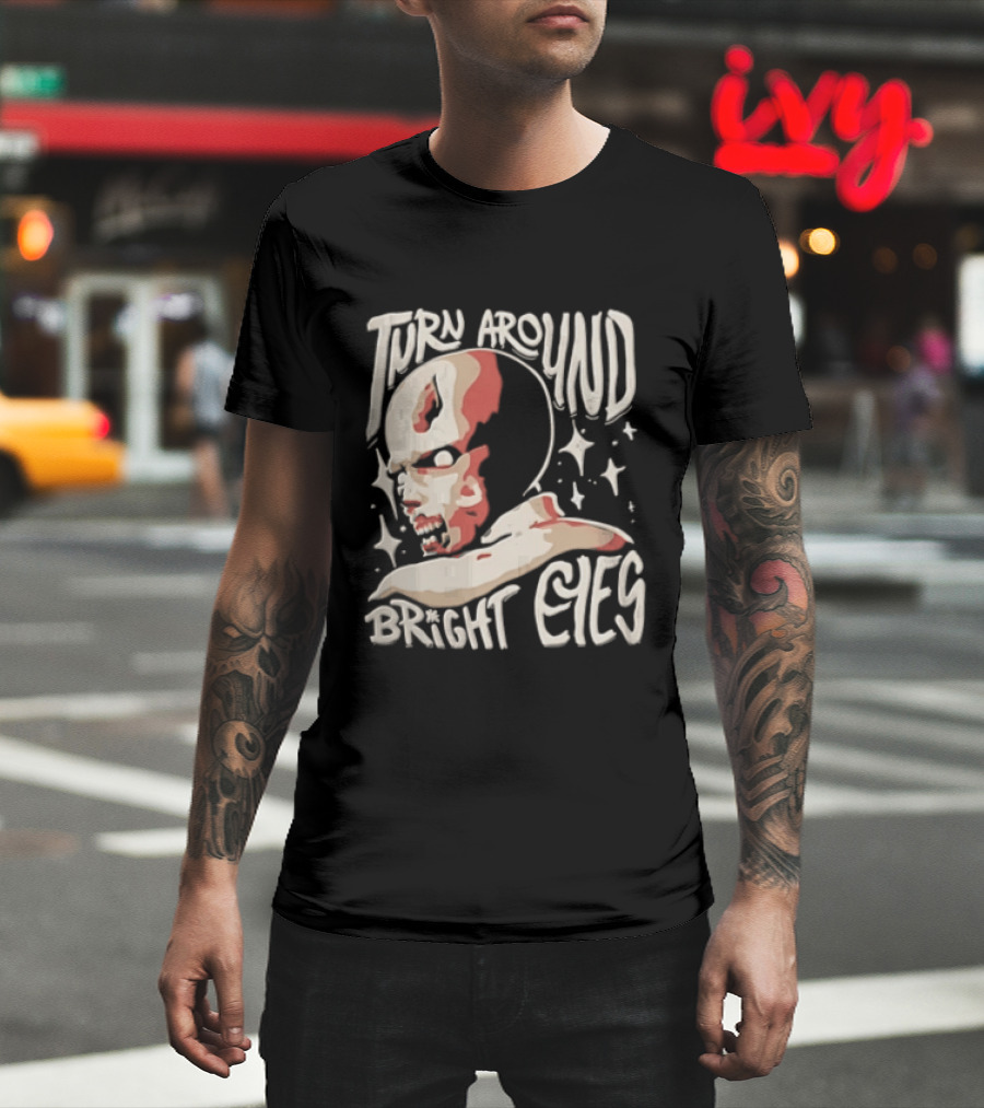 Turn Around Bright Eyes Zombie Face Stars T-Shirt