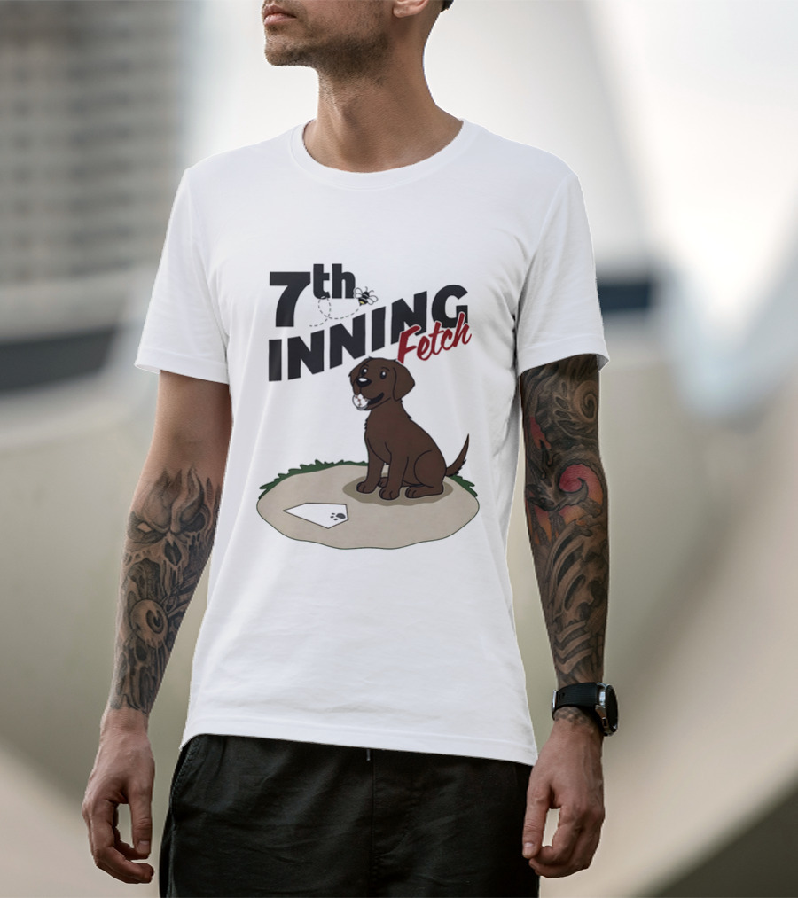 7th Inning Fetch Chocolate Lab Baseball Puppy T-Shirt