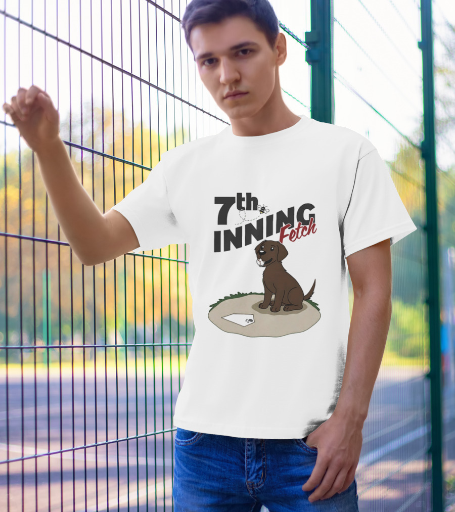 7th Inning Fetch Chocolate Lab Baseball Puppy T-Shirt