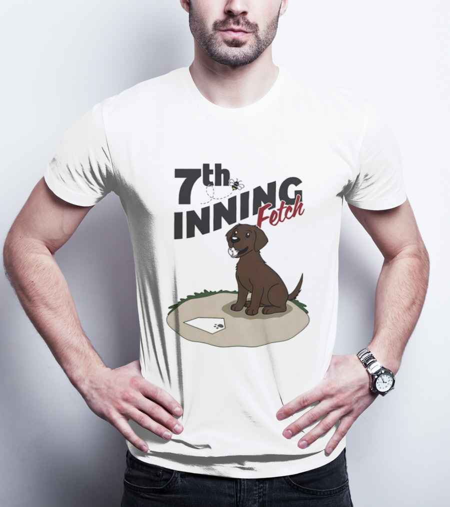 7th Inning Fetch Chocolate Lab Baseball Puppy T-Shirt