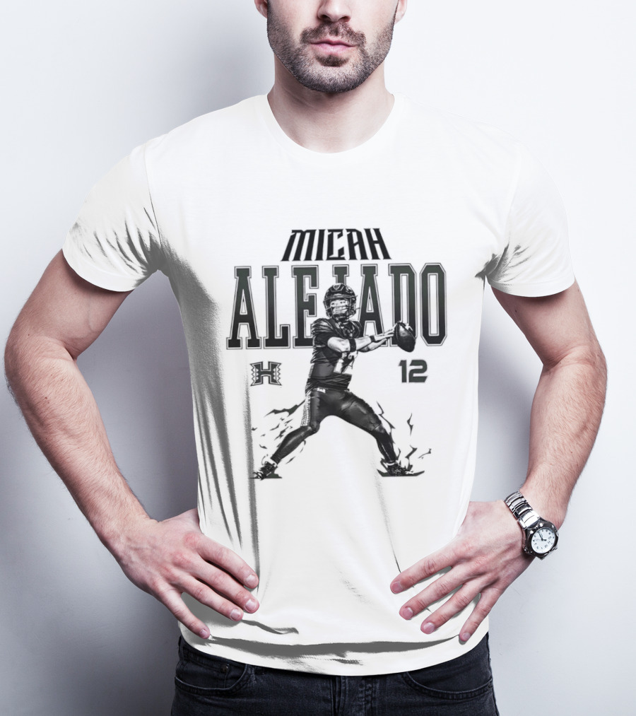 NCAA Football Micah Alejado No 12 Hawaii Rainbow Warriors Collage T-Shirt