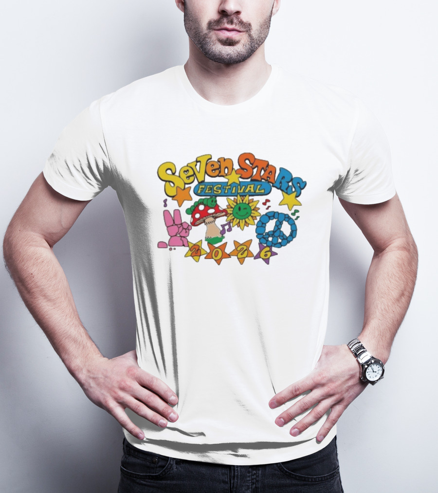 Seven Stars Festival 2026 Peace Mushroom Sun Music T-Shirt