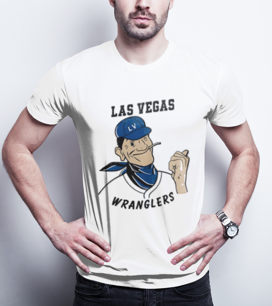Las Vegas Wranglers Vintage Cartoon Character With Hat And Bandana T-Shirt