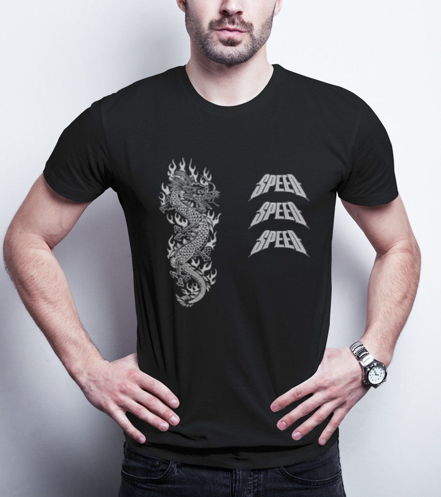 Evil Greed Store Speed HC Mentality Grey Tribal Flames And Wings T-Shirt