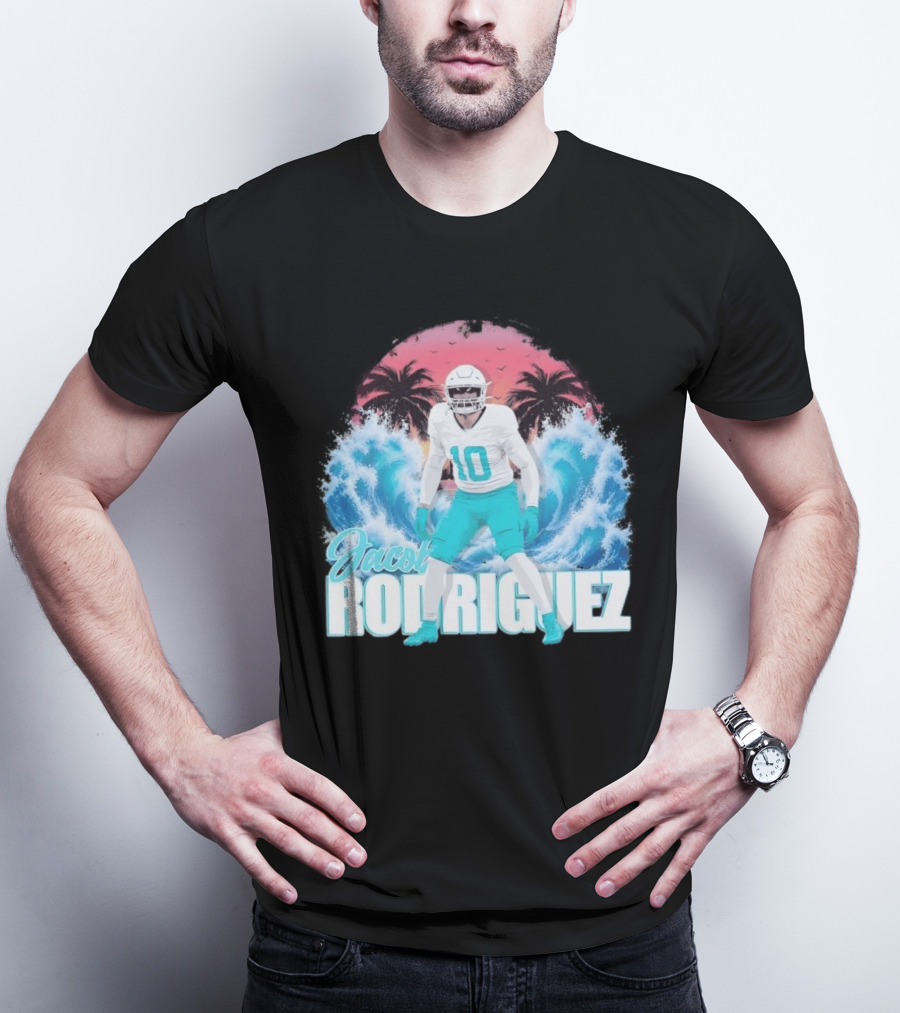 Jacob Rodriguez Miami Dolphins Tidal Wave Football Player Tropical T-Shirt