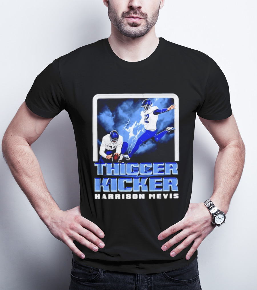 Los Angeles Rams Thiccer Kicker Harrison Mevis Football Action T-Shirt