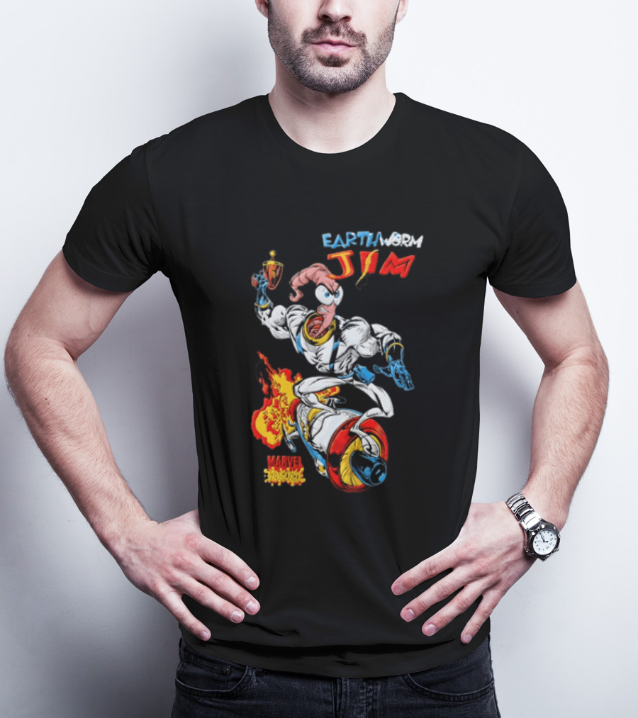 Earthworm Jim Marvel Absurd Dynamic Action Scene T-Shirt