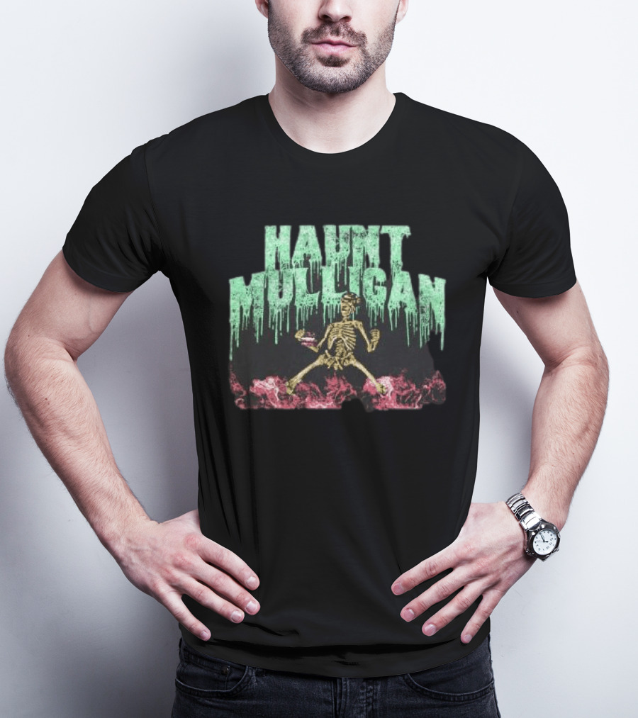 Halloween Skeleton Hot Mulligan Dripping Text Pink Smoke T-Shirt