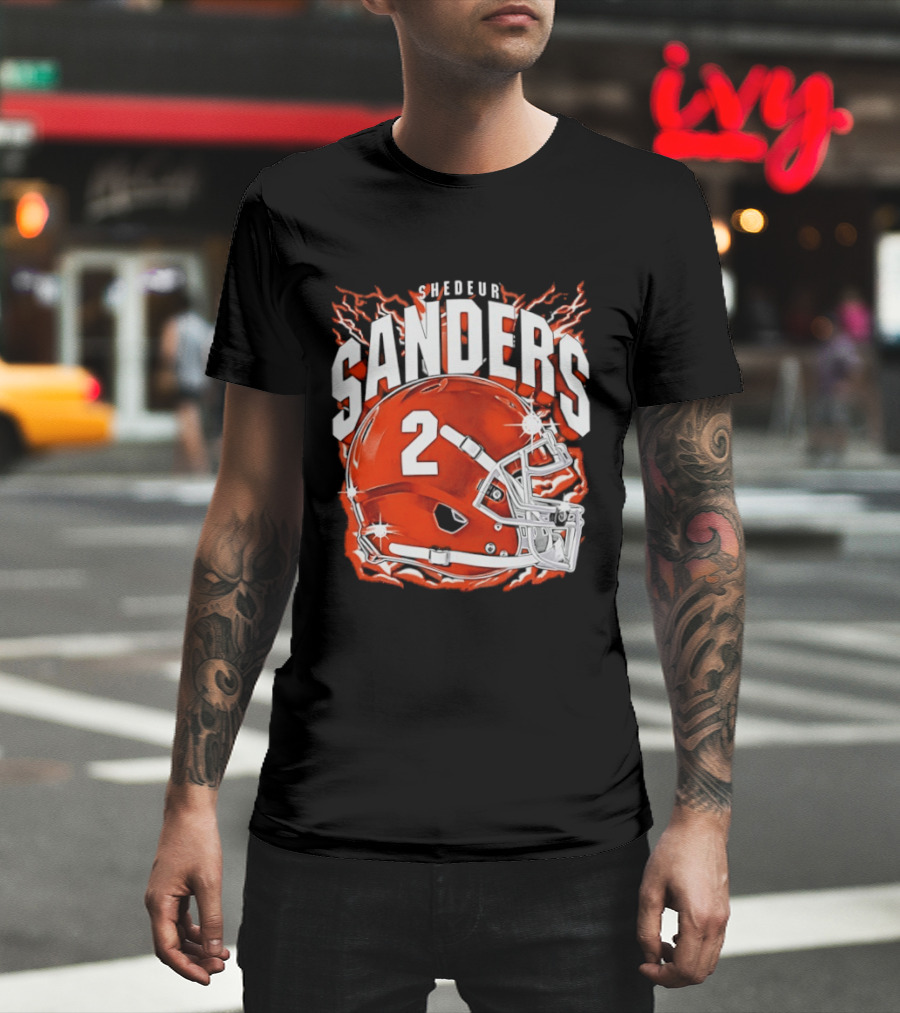 Shedeur Sanders Number 2 Cleveland Browns Helmet T-Shirt