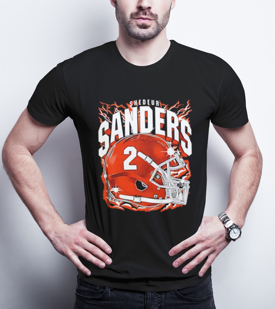 Shedeur Sanders Number 2 Cleveland Browns Helmet T-Shirt