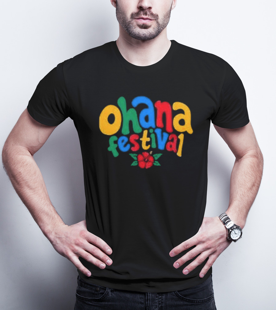 Ohana Festival Colorful Text With Flower T-Shirt