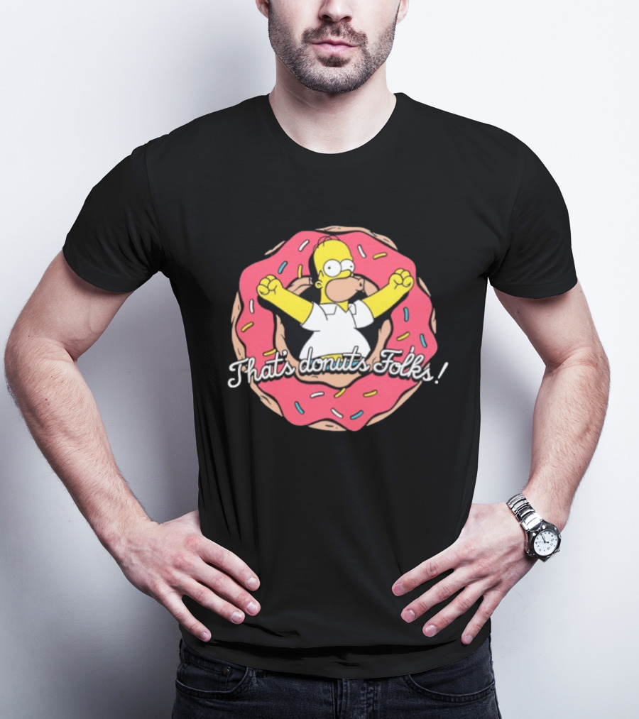 The Simpsons Looney Tunes Homer Simpson That's Donuts Folks Collaboration T-Shirt