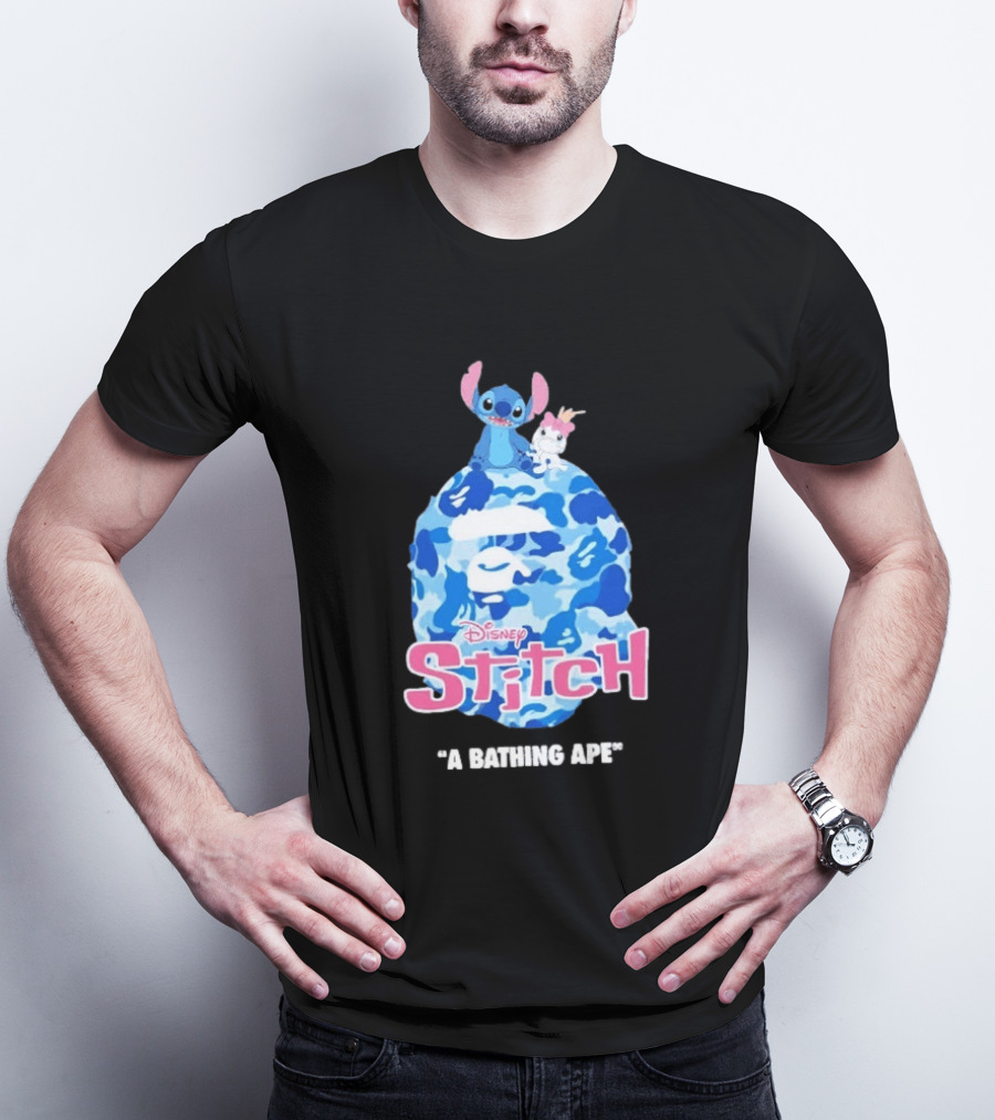 Disney Stitch A Bathing Ape Bape Camo Collaboration 2026 T-Shirt
