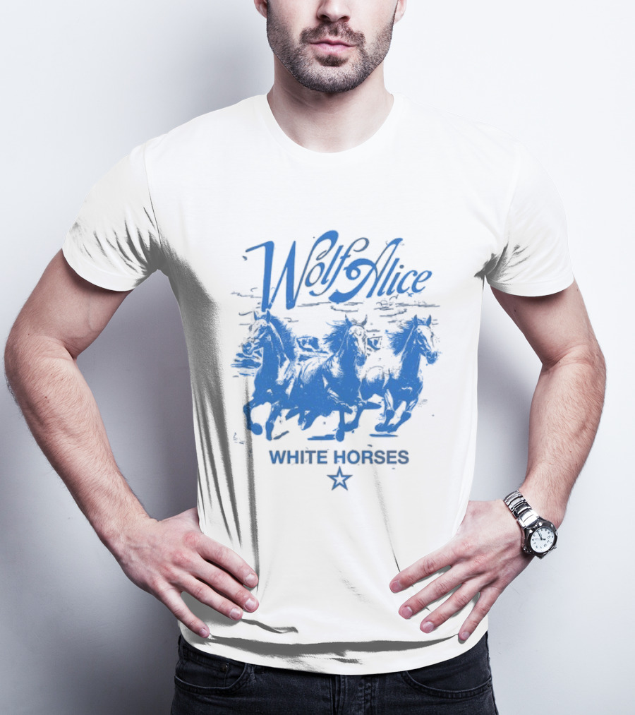 Wolf Alice Blue White Horses Star T-Shirt