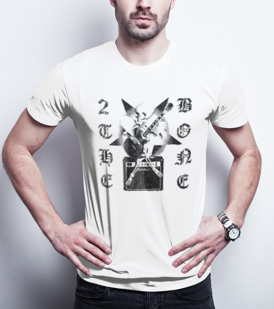 To The Bone Winged Skeleton Playing Guitar On Amplifier T-Shirt