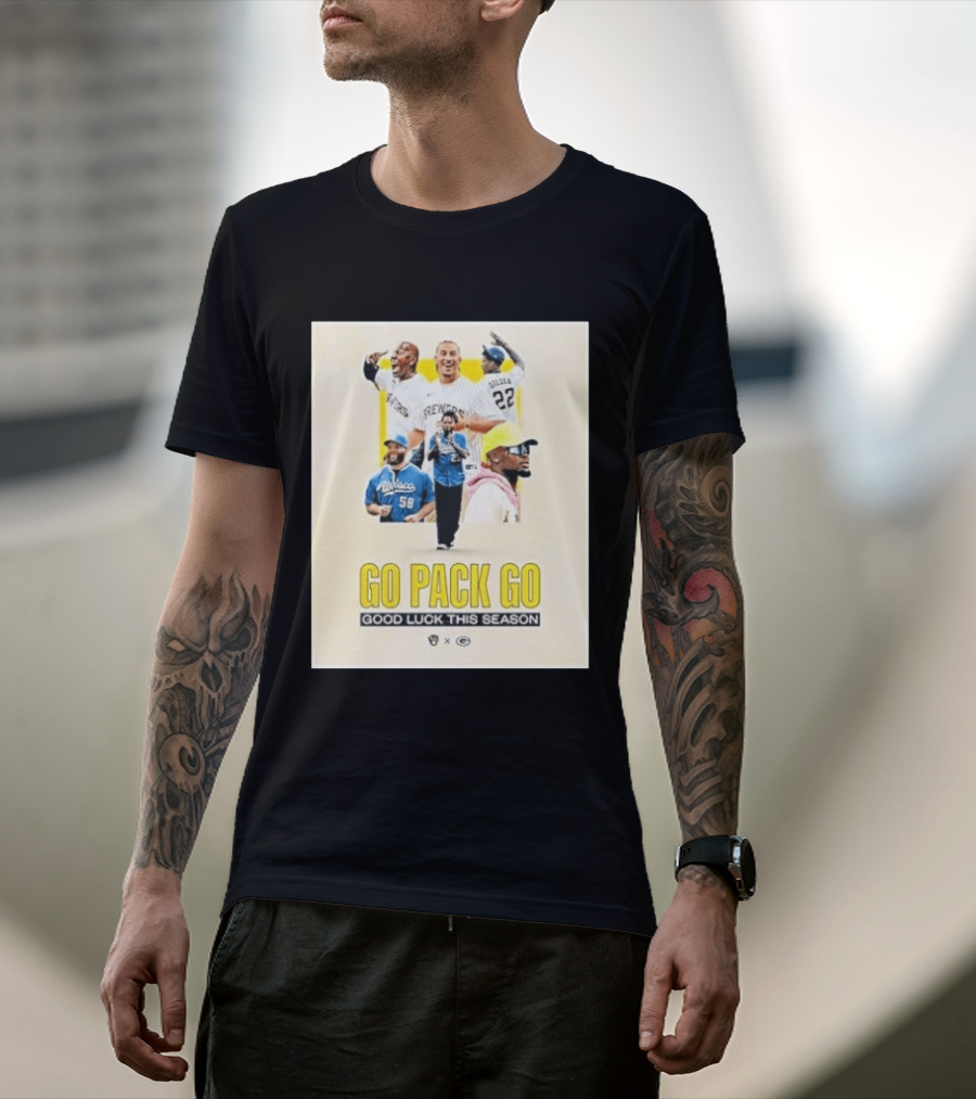 Go Pack Go Brewers Good Luck This Season Packers Sports Collaboration Vintage Vibe T-Shirt
